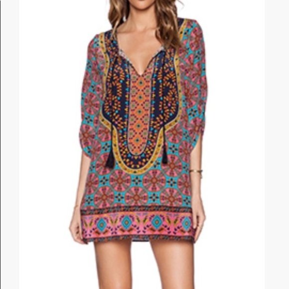 Tolani | Dresses | Tolani Marina Printed Silk Tunic Dress | Poshmark